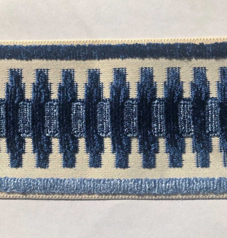Navy Velvet Tape Trim Navy off White and Blue Wide Tape - Etsy