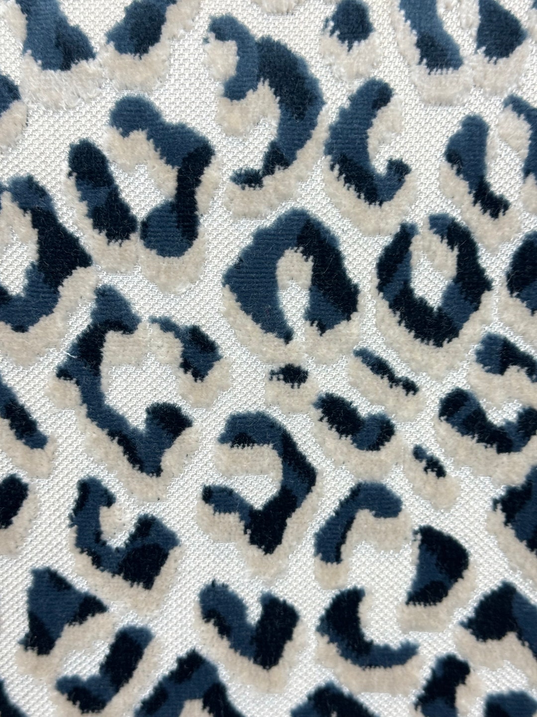 Ocelot Azul - Navy - Cream - Animal Print - Cheetah Print - Cut Velvet ...