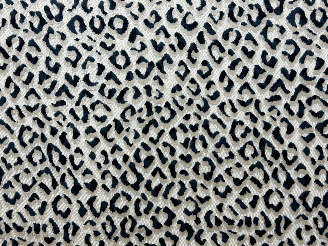 Ocelot Azul - Navy - Cream - Animal Print - Cheetah Print - Cut Velvet ...