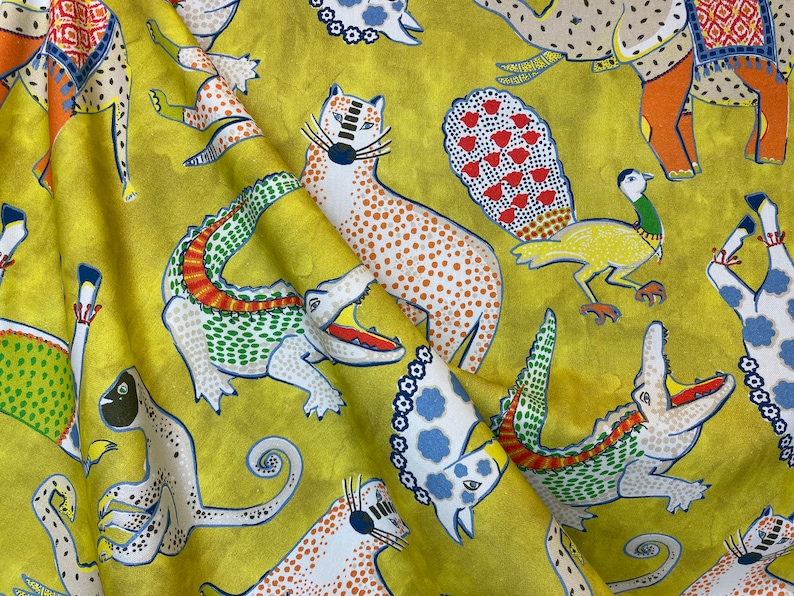 Hullabaloo Yellow - Novelty Fabric - Animals - Vibrant Yellow ...