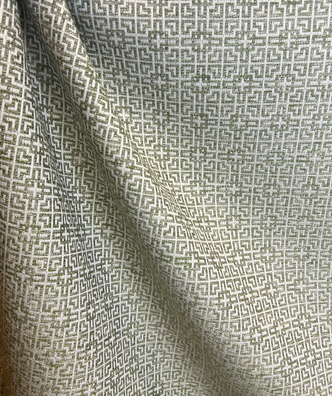 Gatehouse Ivy - Greek Key - Green - Geometric - Upholstery Fabric ...