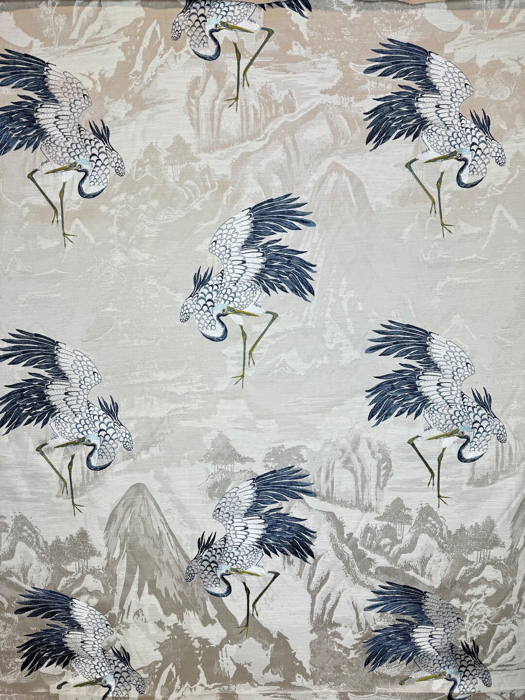 Whirly Bird - Coastal - Crane - Embroidery - Beach - Pillow Fabric - Home Decor - Fabric by the ...