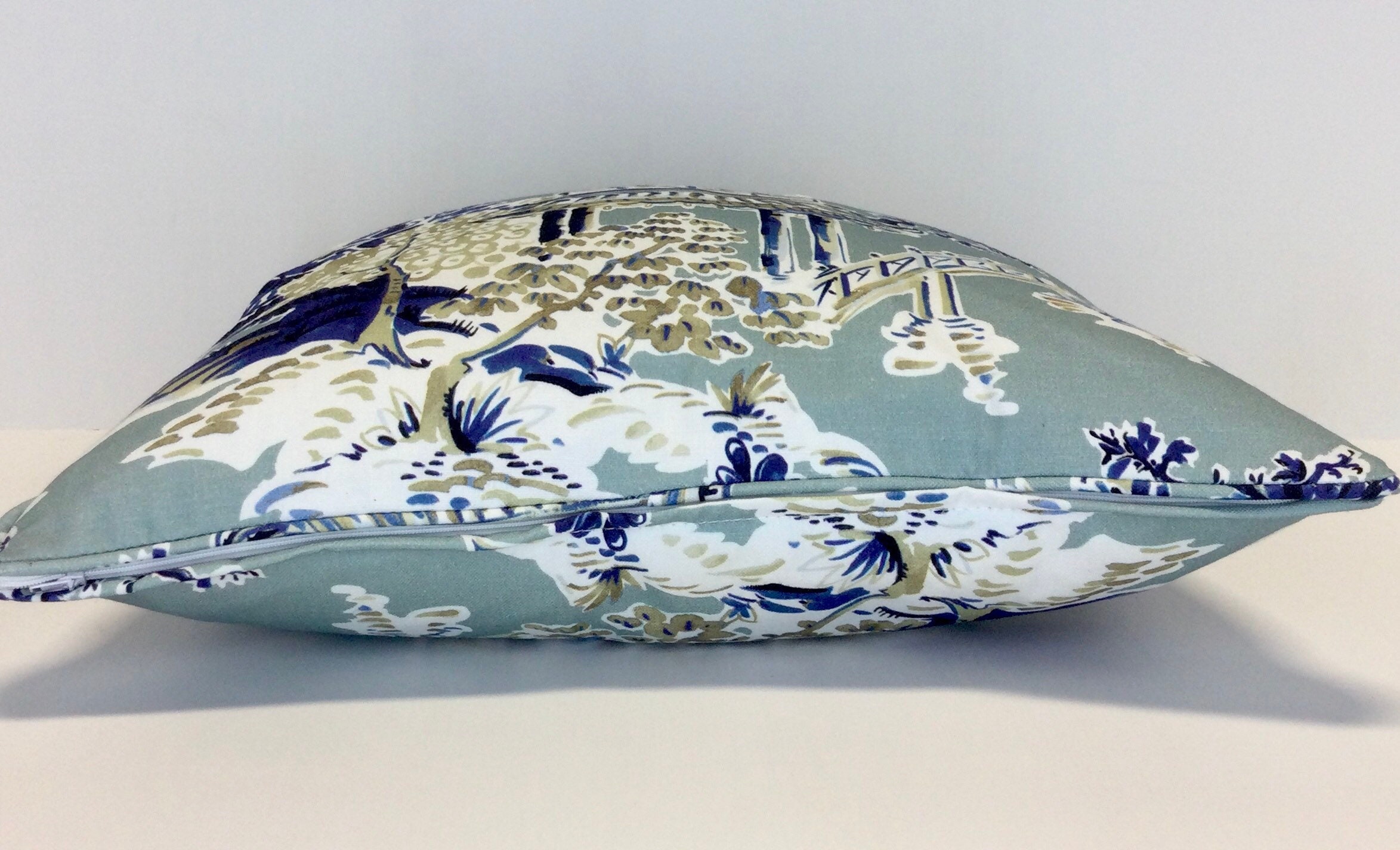 Ming Rain Pillow Cover - Chinoiserie Fabric - Aqua Pillow Cover - Etsy