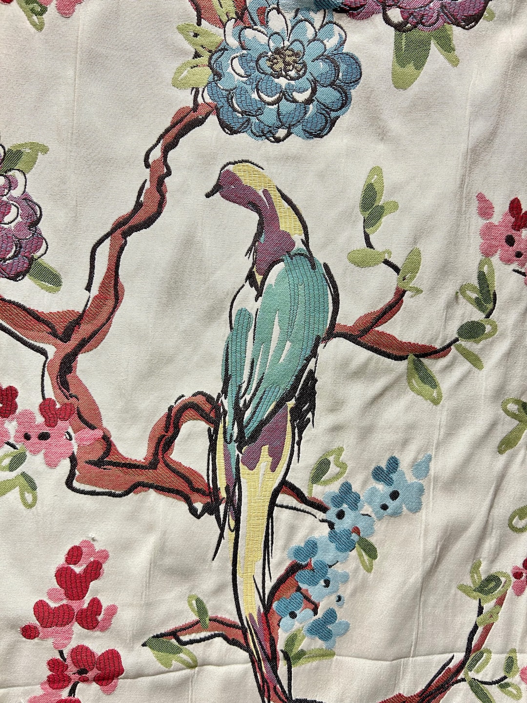 Free Bird - Upholstery Fabric - Bird and Flower - Pillow Fabric ...