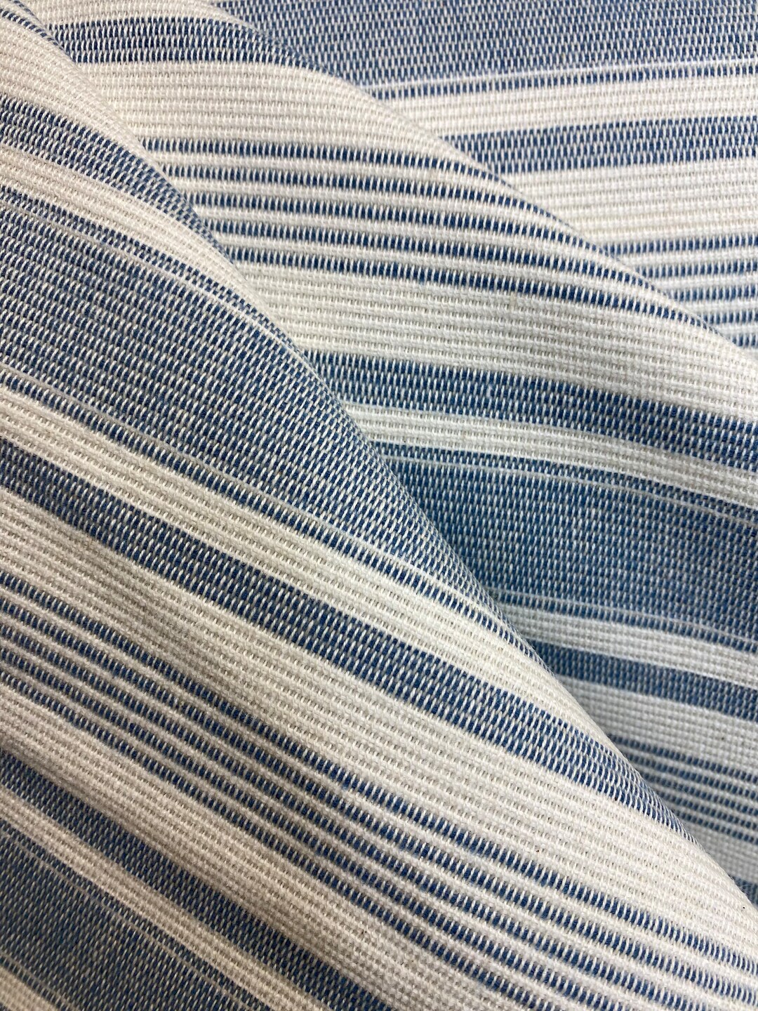 Blue and Natural Stripe Woven Blue and Natural Striped Upholstery ...
