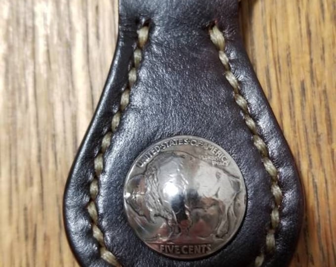 Double Sided Brown Leather Keychain With Real Buffalo Nickels - Etsy