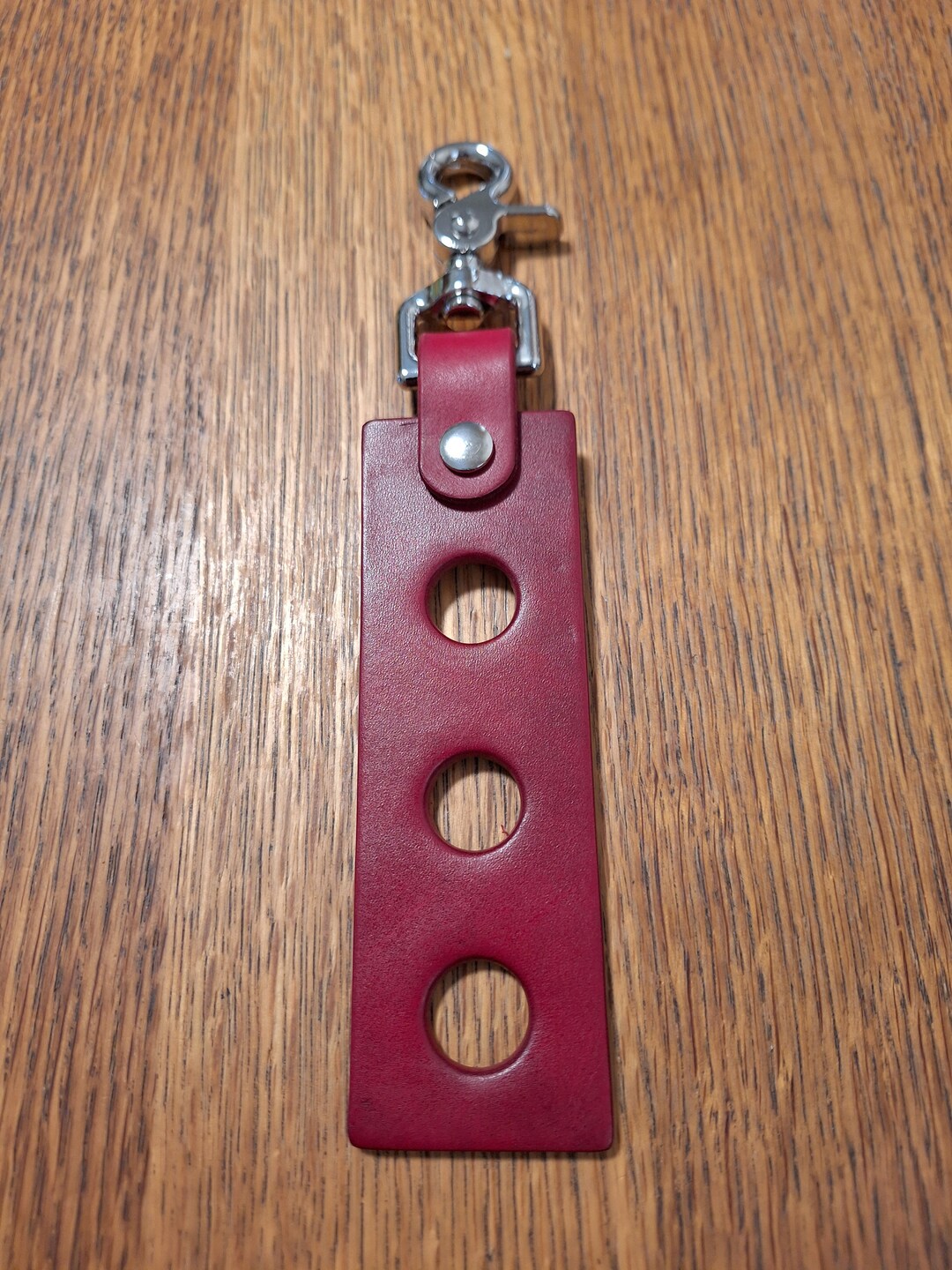 3 Hole Red Leather Pool Cue Joint Protector Holder With Chrome Hardware ...