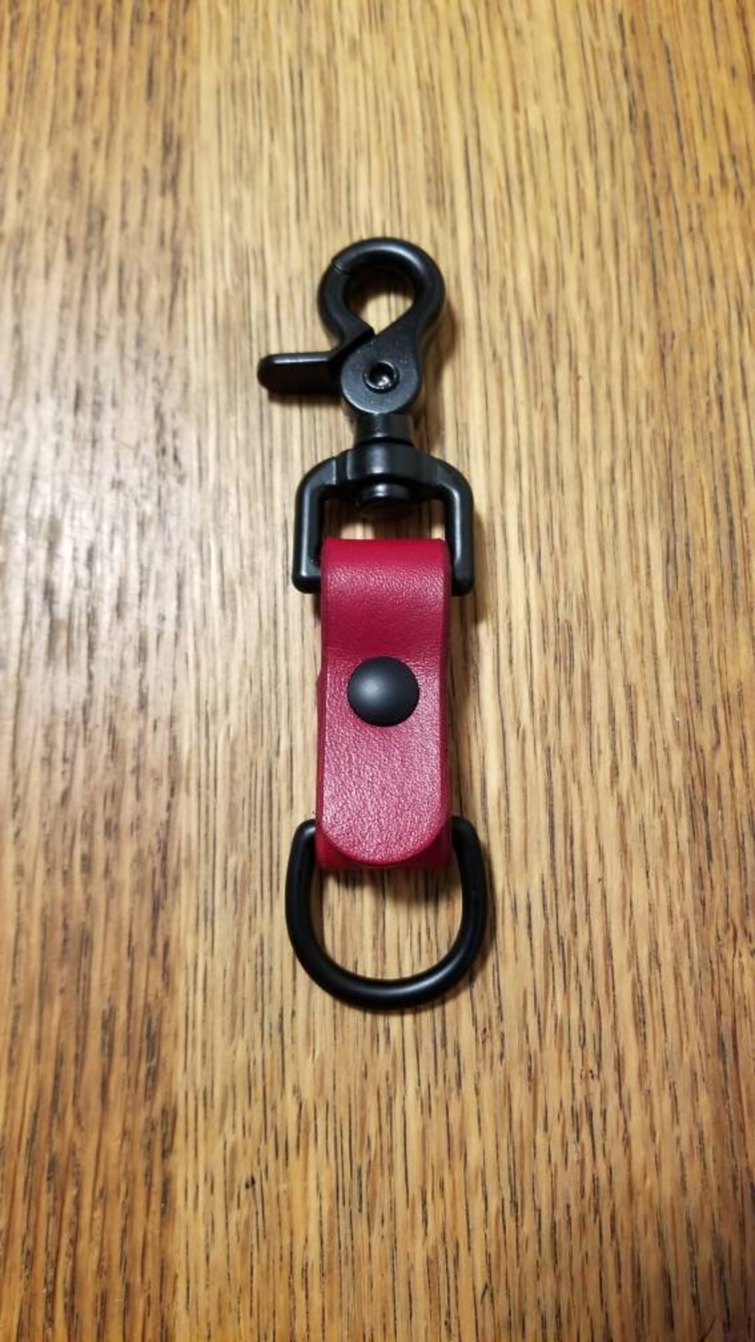 Red Leather Key Fob With Black Clip and Dee Ring - Etsy