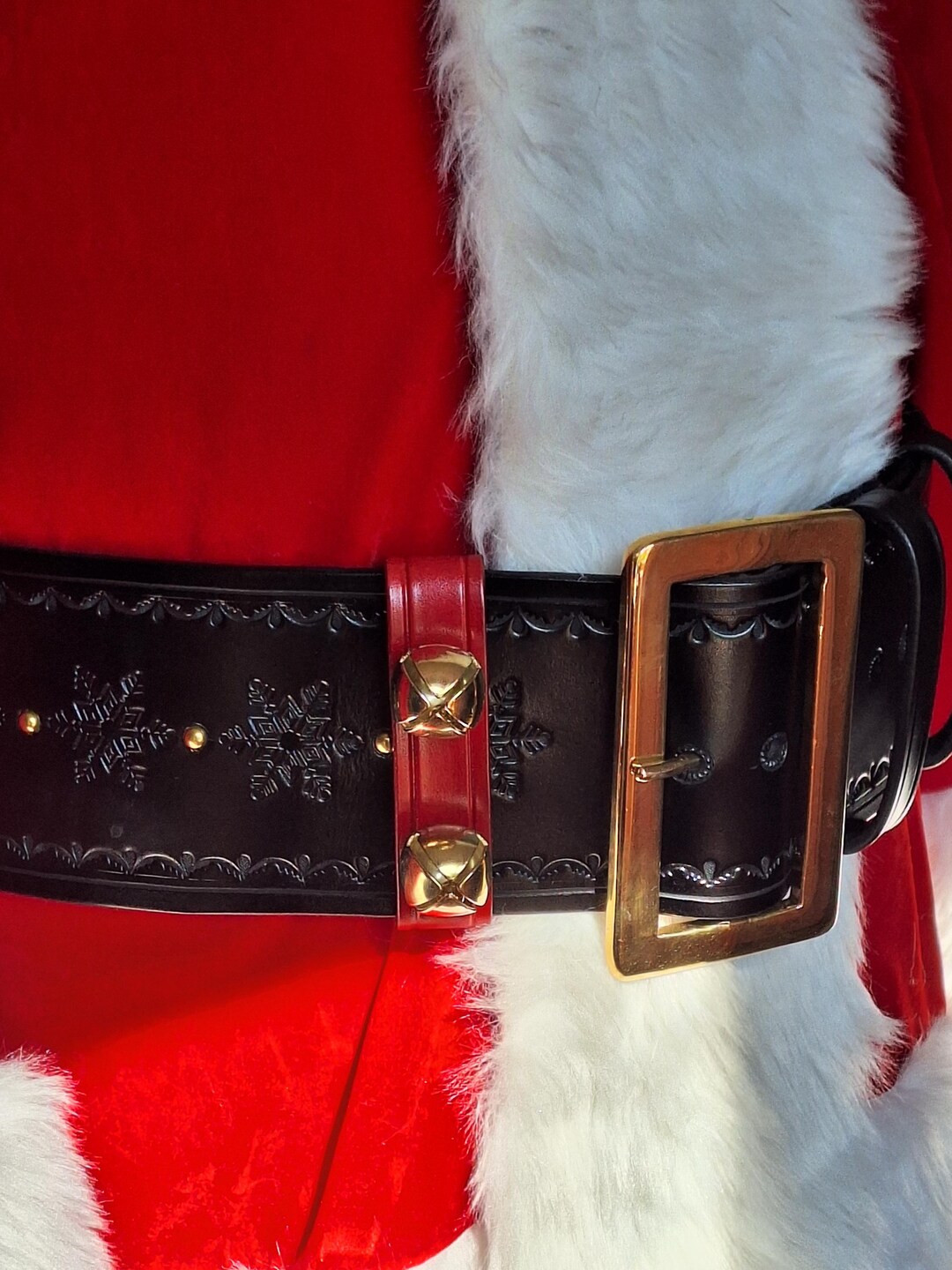 Handmade Red Leather Santa Bell Set for Belts - Etsy