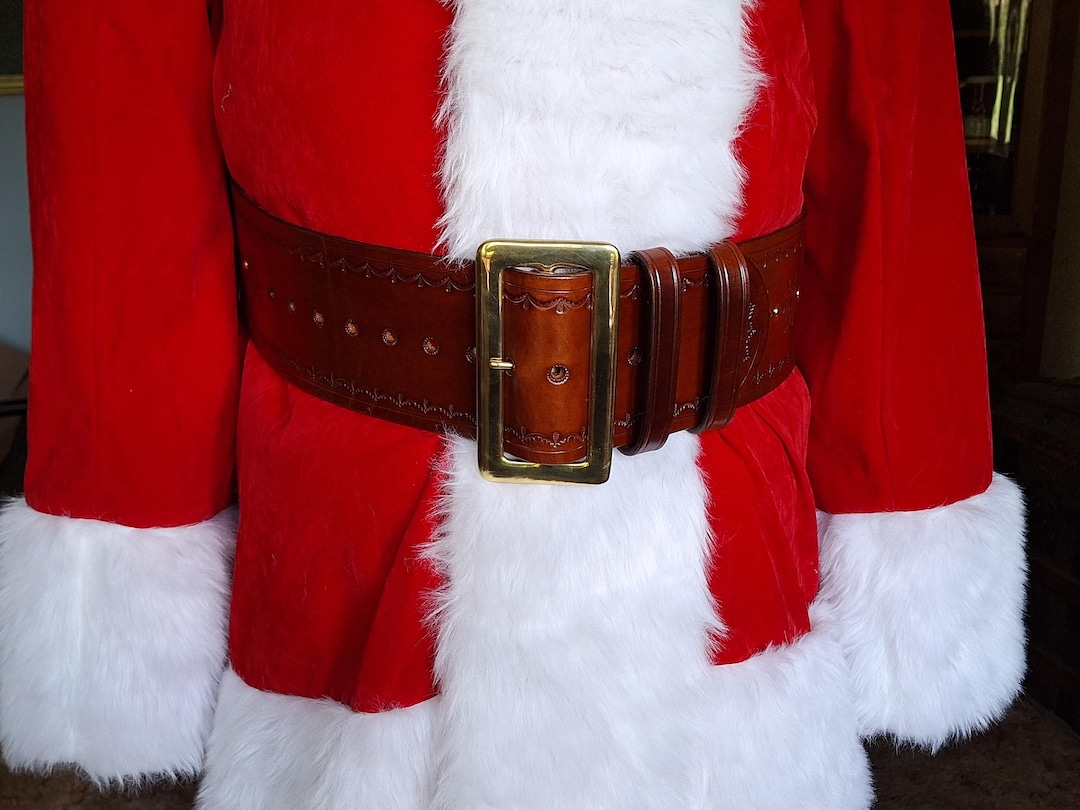 Handmade Single Holed Tooled 4 Inch Brown Leather Santa Belt - Etsy