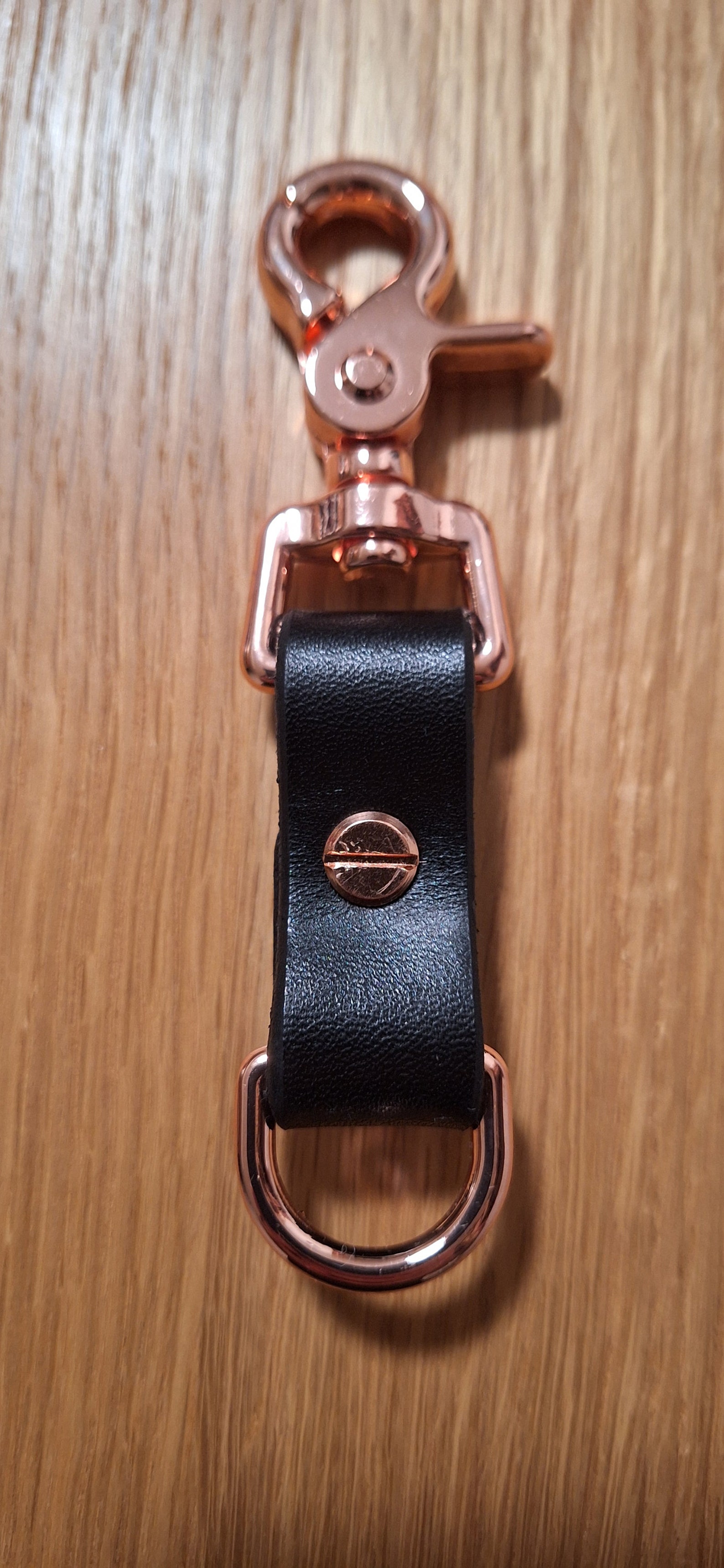 Black Leather Key Fob With Copper Clip and Dee Ring - Etsy