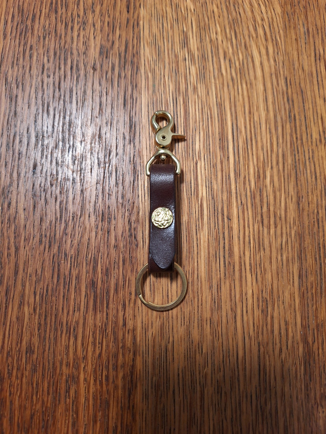 Brown Leather Key Fob With Brass Hardware - Etsy