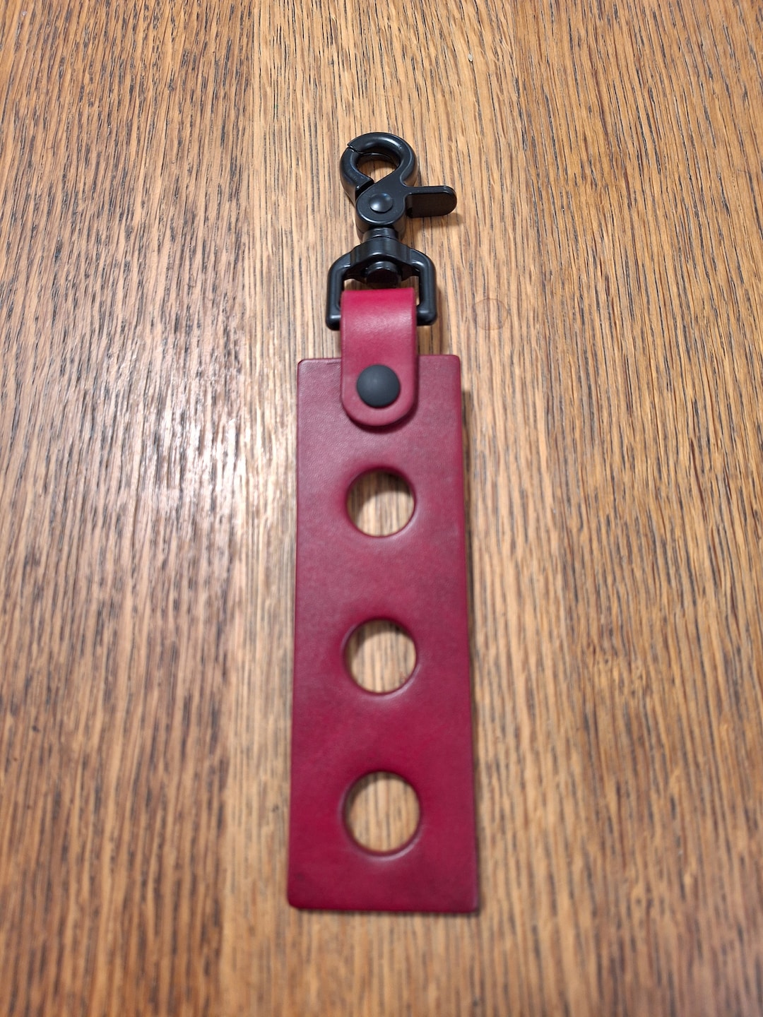 3 Hole Red Leather Pool Cue Joint Protector Holder With Black Hardware ...