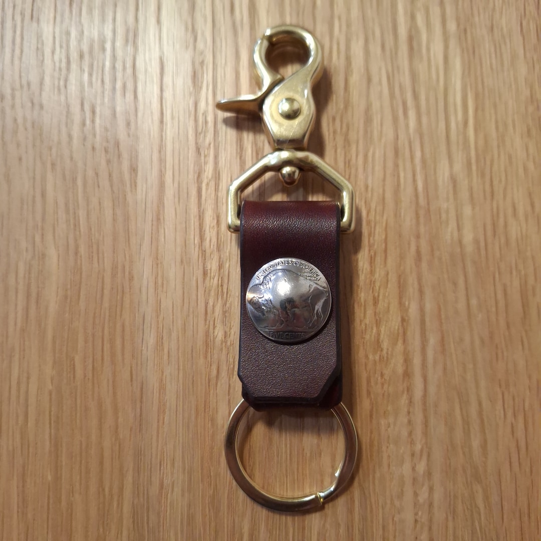 Brown Leather Key Fob With Real Buffalo Nickel, Brass Clip and Ring - Etsy