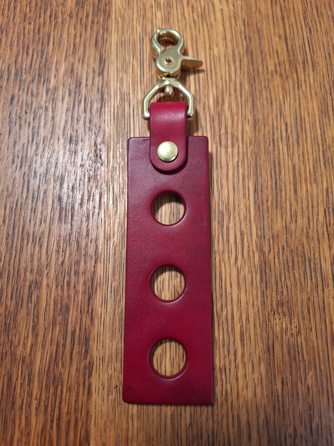 3 Hole Red Leather Pool Cue Joint Protector Holder With Brass Hardware ...