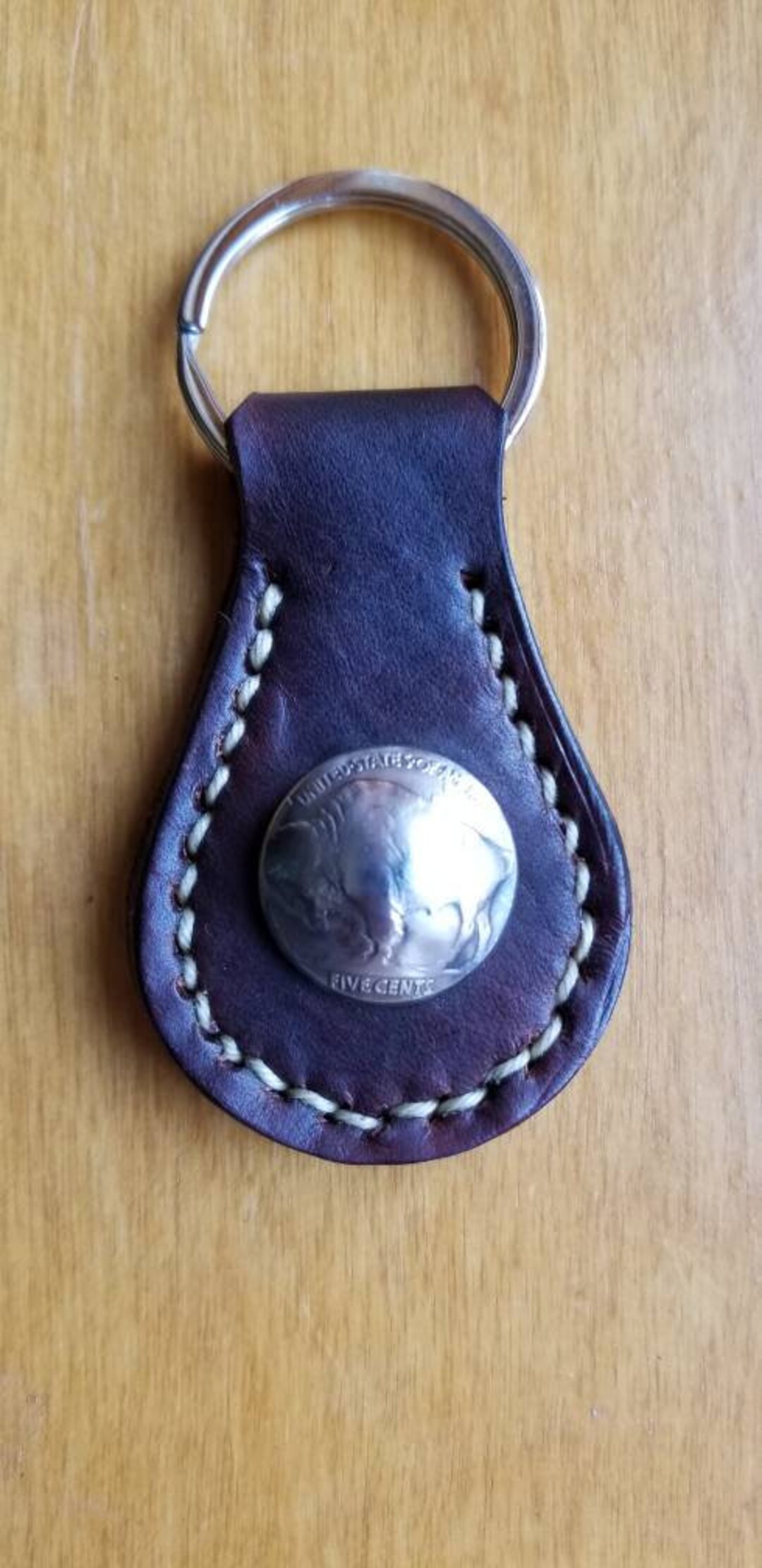 Brown Leather Keychain With Real Buffalo Nickel - Etsy Australia