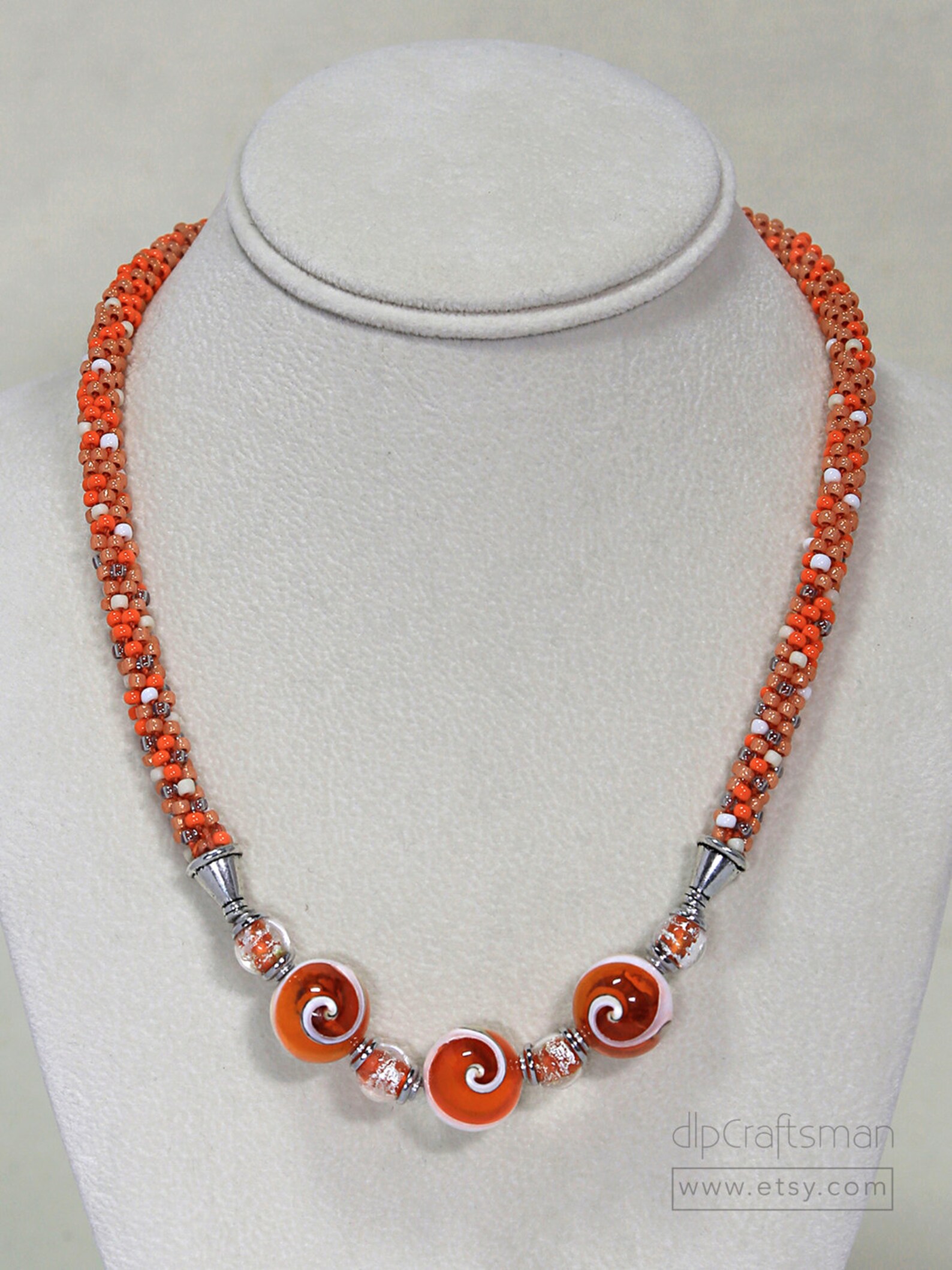Orange/silver Shell Necklace Orange Kumihimo Necklace Orange - Etsy