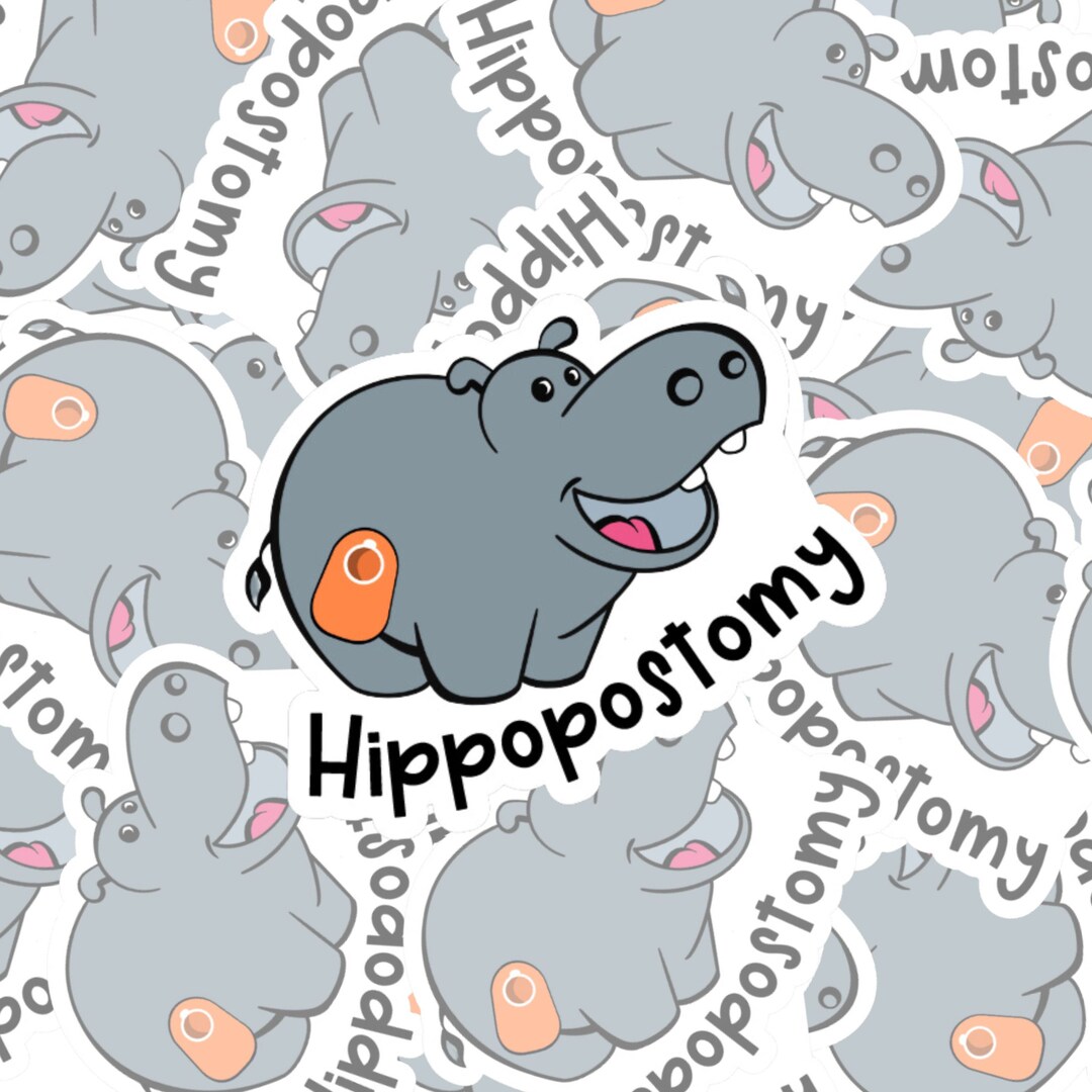 Hippo Ostomy Sticker - Ostomate Sticker - Crohn's IBS Gift - Ostomy ...