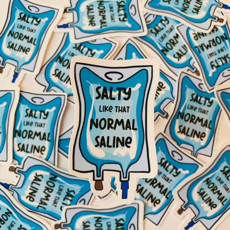 Salty Saline Sticker - Saline Bottle Decal - Nursing Grad Gift ...