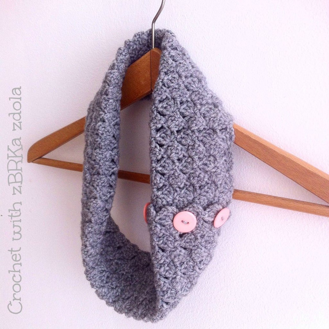 Crochet Pattern Gray Day Scarf pattern No. 011, Crochet Cowl Pattern ...