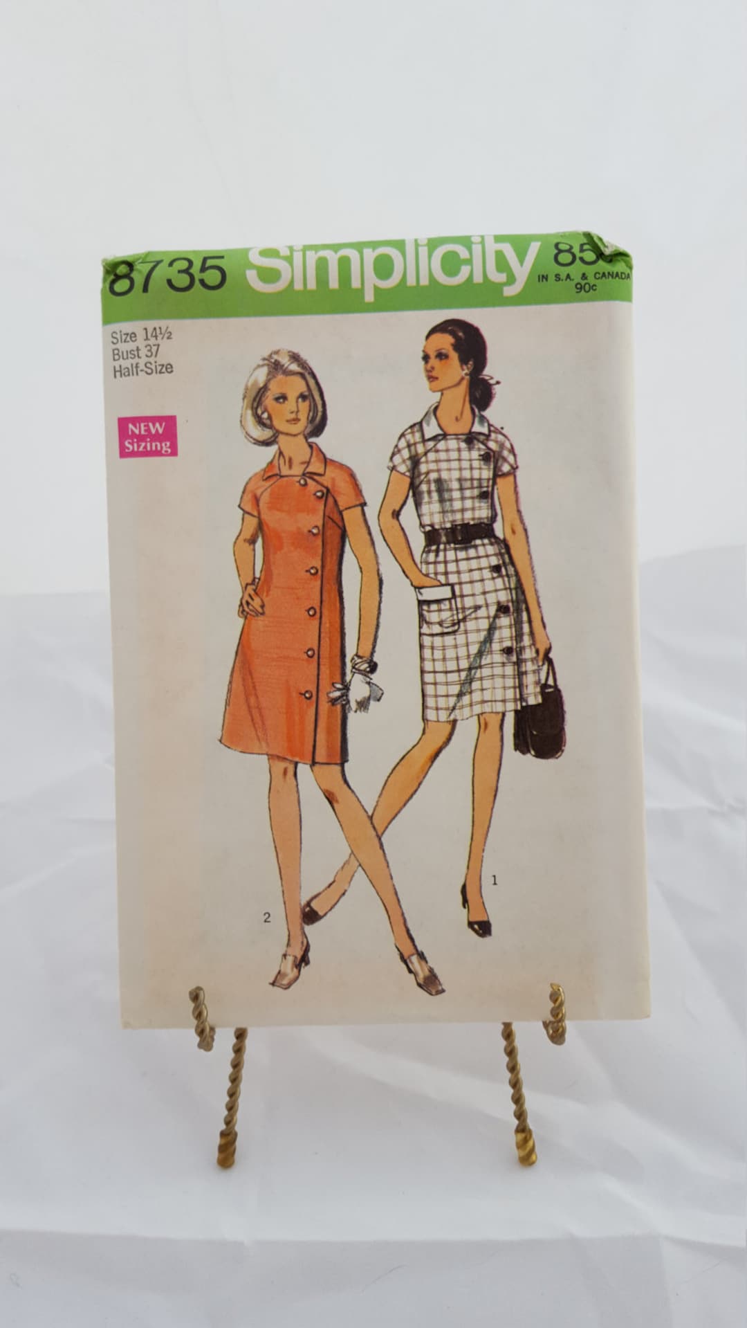 Simplicity 8735 Sewing Pattern Size 14 1/2 / 37 A-symetrical Button ...