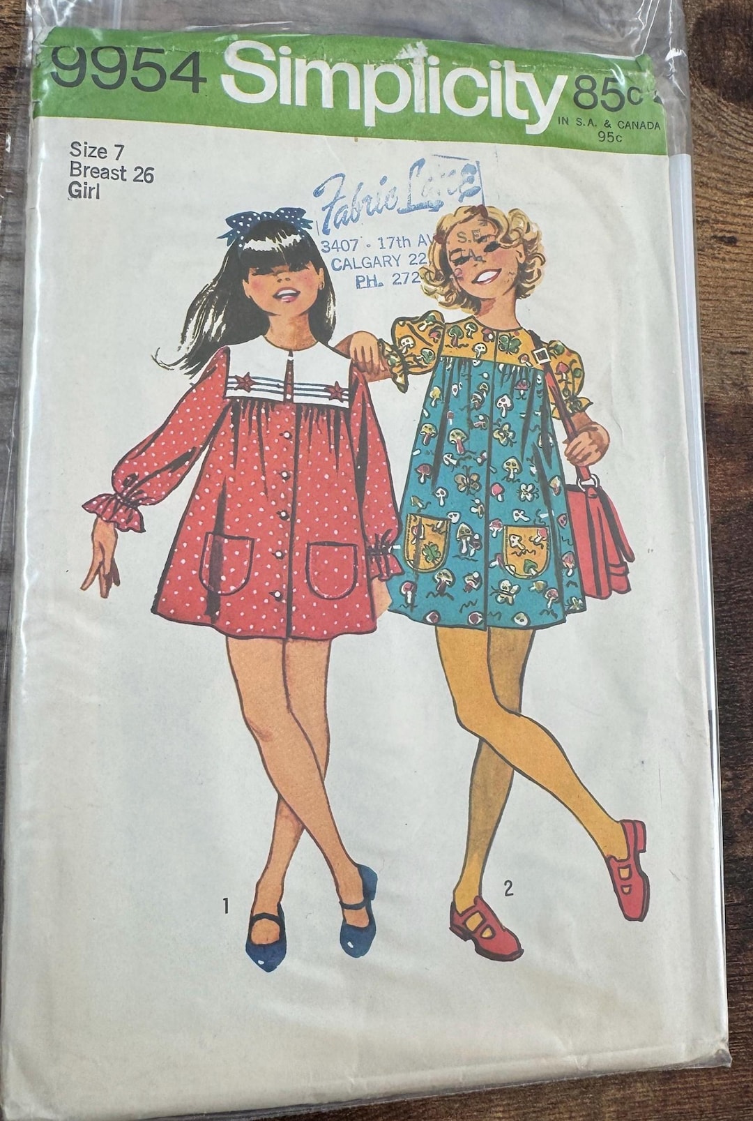 Simplicity 9954 Vintage Sewing Pattern - Girls’ Smock Dress, Size 7 ...