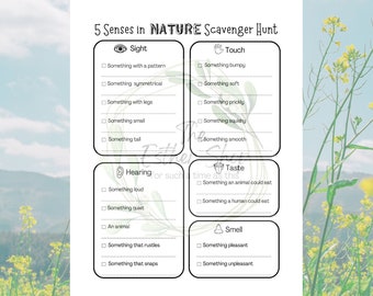 5 SENSES NATURE WALK | Scavenger Hunt Printable | Outside Sensory ...