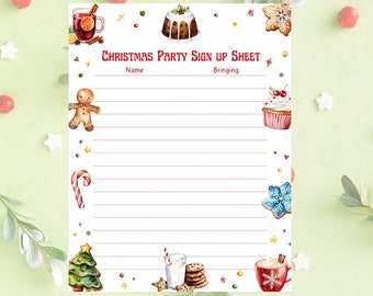 EDITABLE Printable Pretty Christmas Cookie Party Sign-up Sheet, Food ...