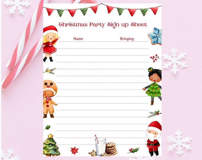 Editable Christmas Party Sign up Sheet - Etsy