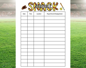 Editable Softball Team Snack Sign up Sheet, Softball Schedule Canva ...