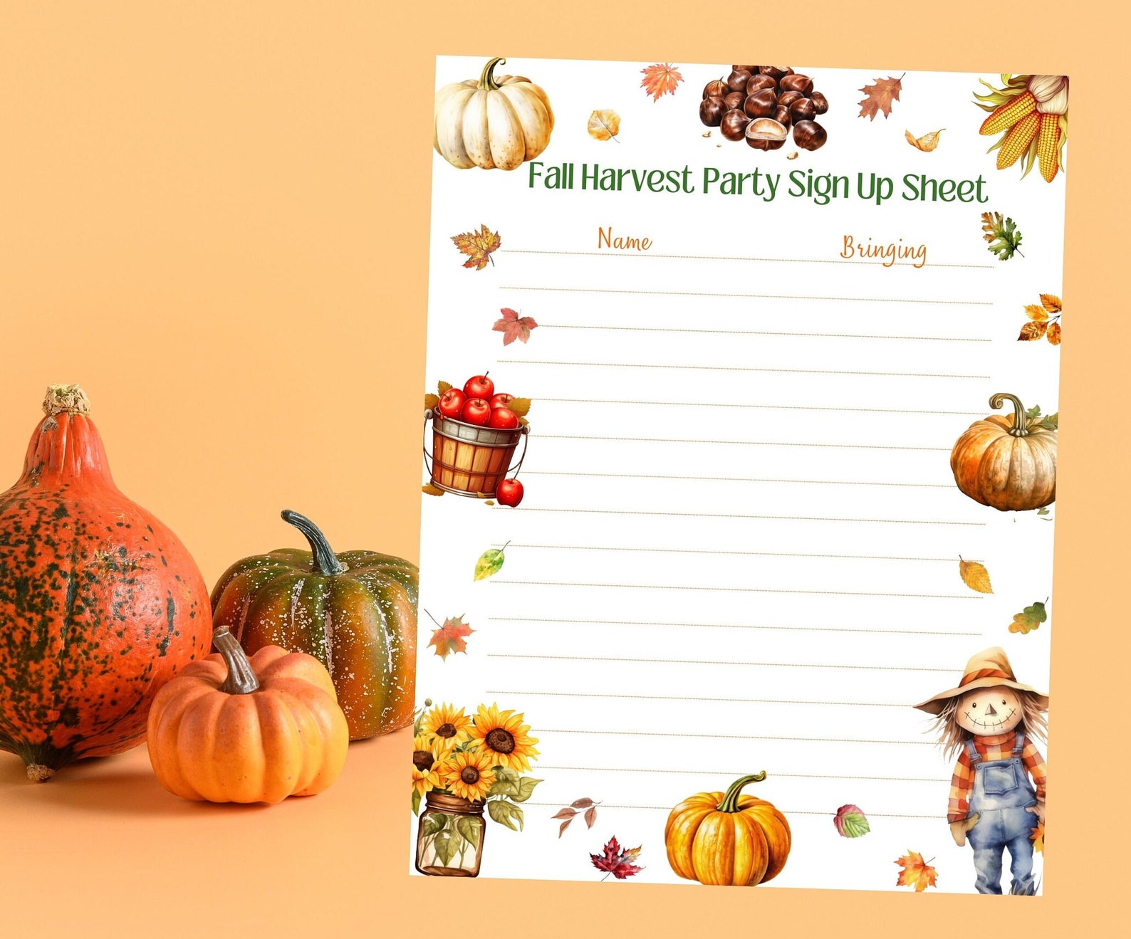 Editable Fall/harvest Party/volunteer Sign up Sheet - Etsy