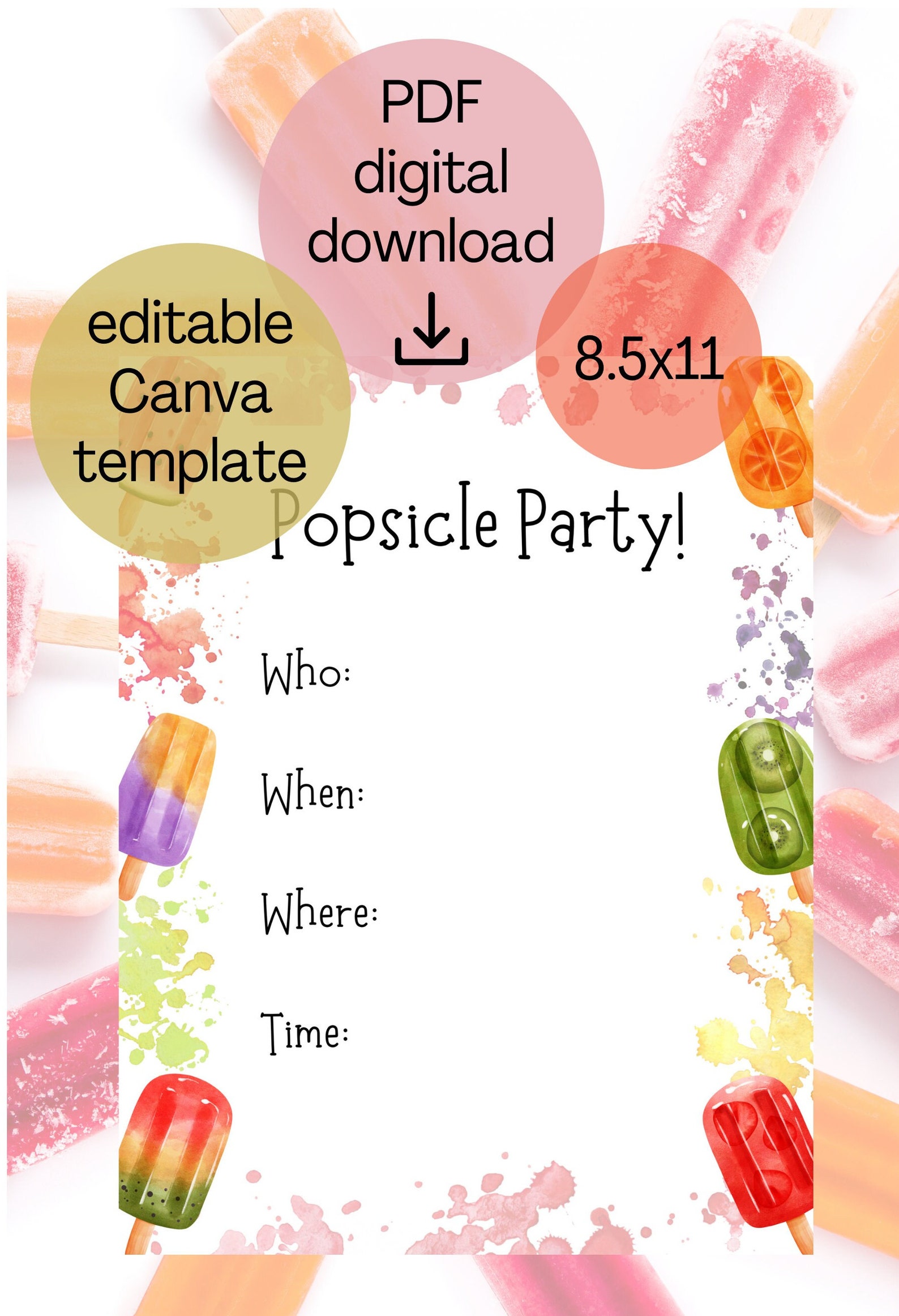 Editable Popsicle Party Flyer/invitation - Etsy