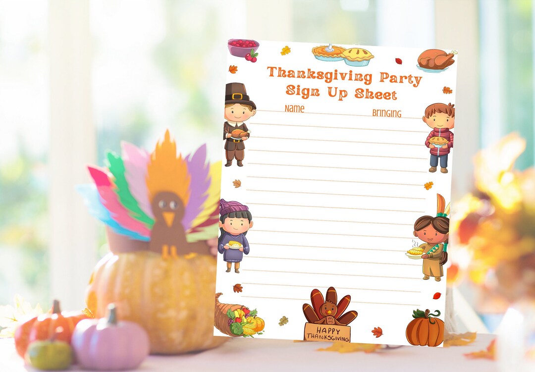 Editable Thanksgiving Party Sign up Sheet - Etsy
