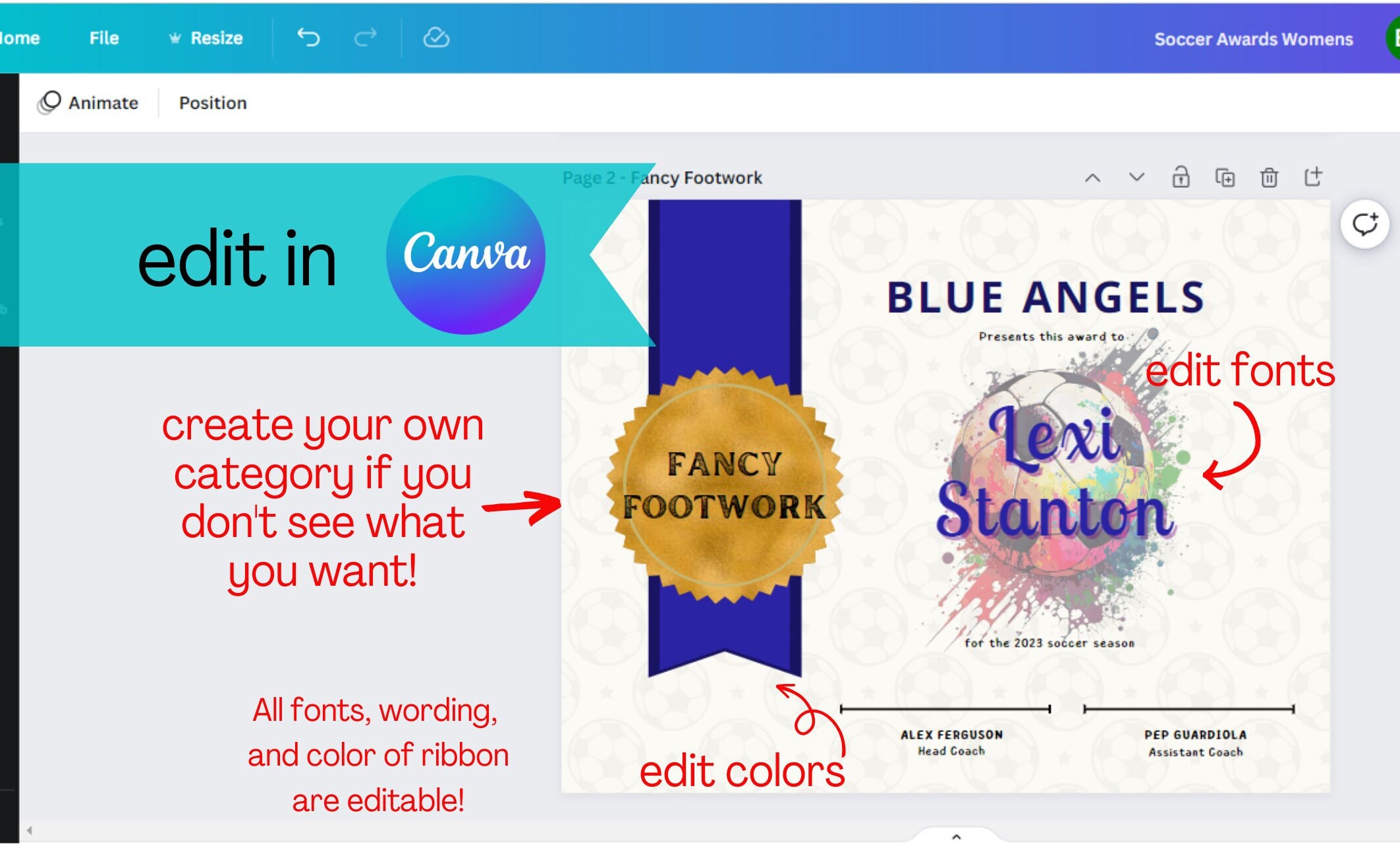 Editable Girls Soccer Awards Bundle - Etsy