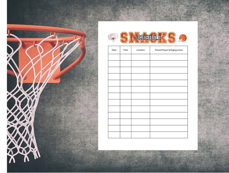 Editable Basketball Snack Sign up Sheet - Etsy