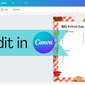 Editable BBQ Potluck Sign up Sheet - Etsy