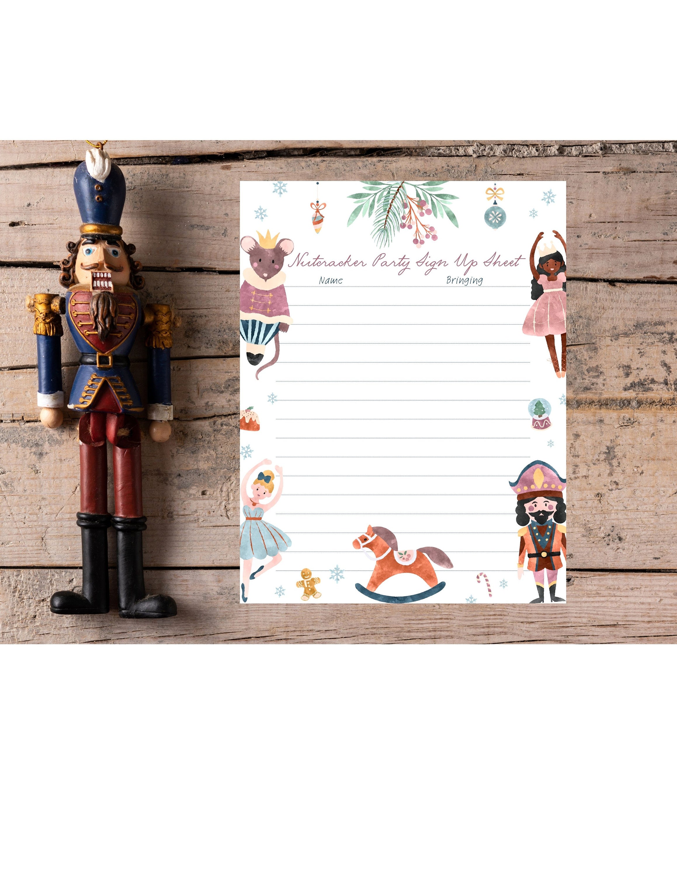 Editable Nutcracker Ballet Party Sign up Sheet - Etsy
