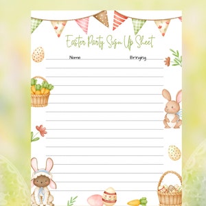 Editable Easter/spring Party Sign up Sheet, Digital Download - Etsy