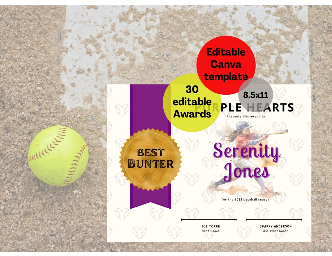 Editable Softball Award Certificates - Etsy