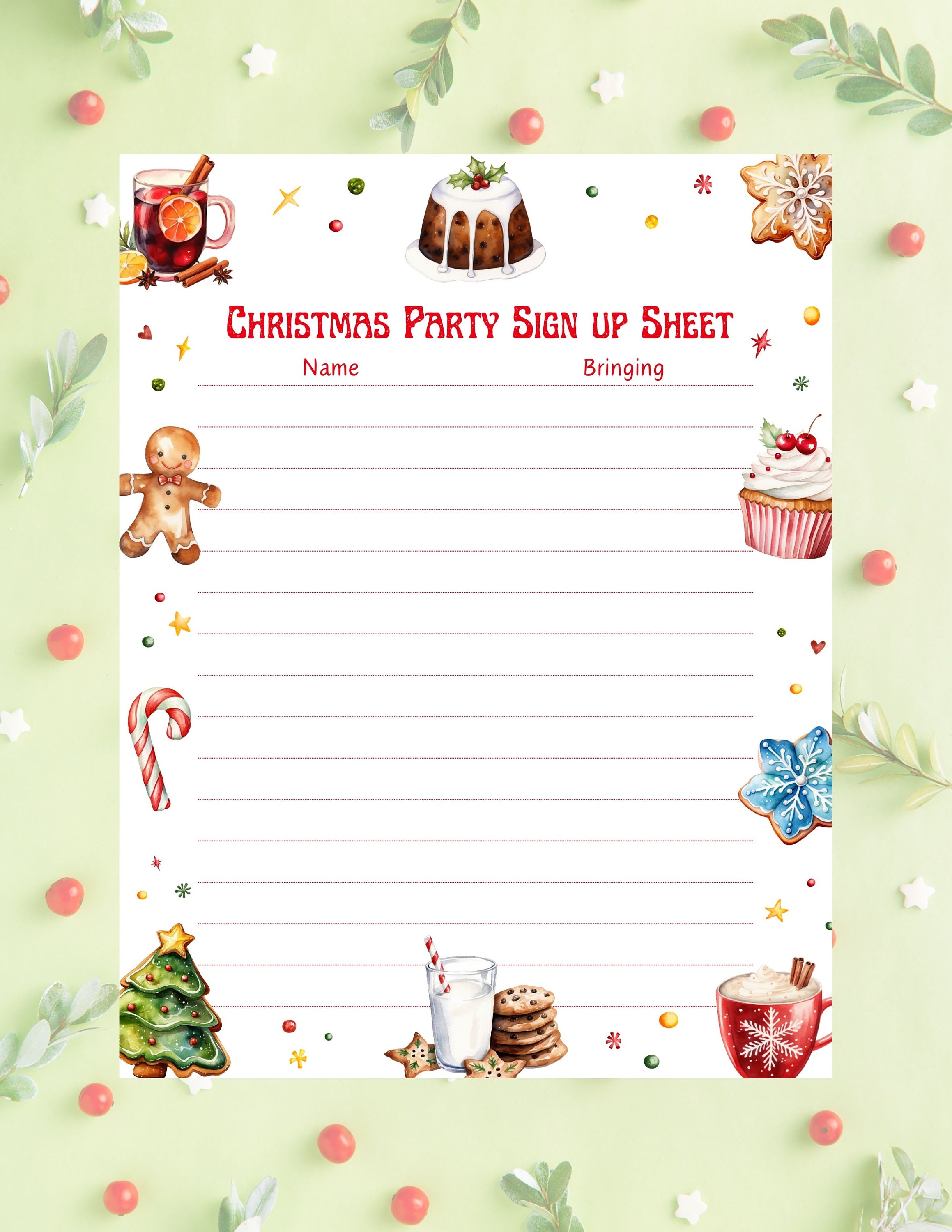 Editable Christmas Party Sign up Template - Etsy
