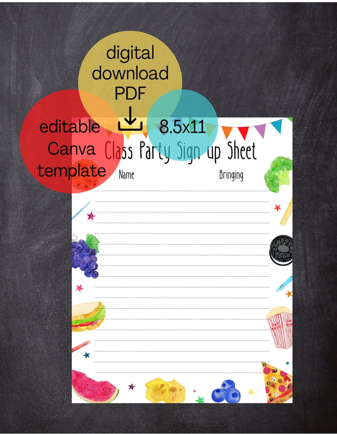Class Party Sign-up Sheet: Editable Canva Template (PDF Download) - Etsy