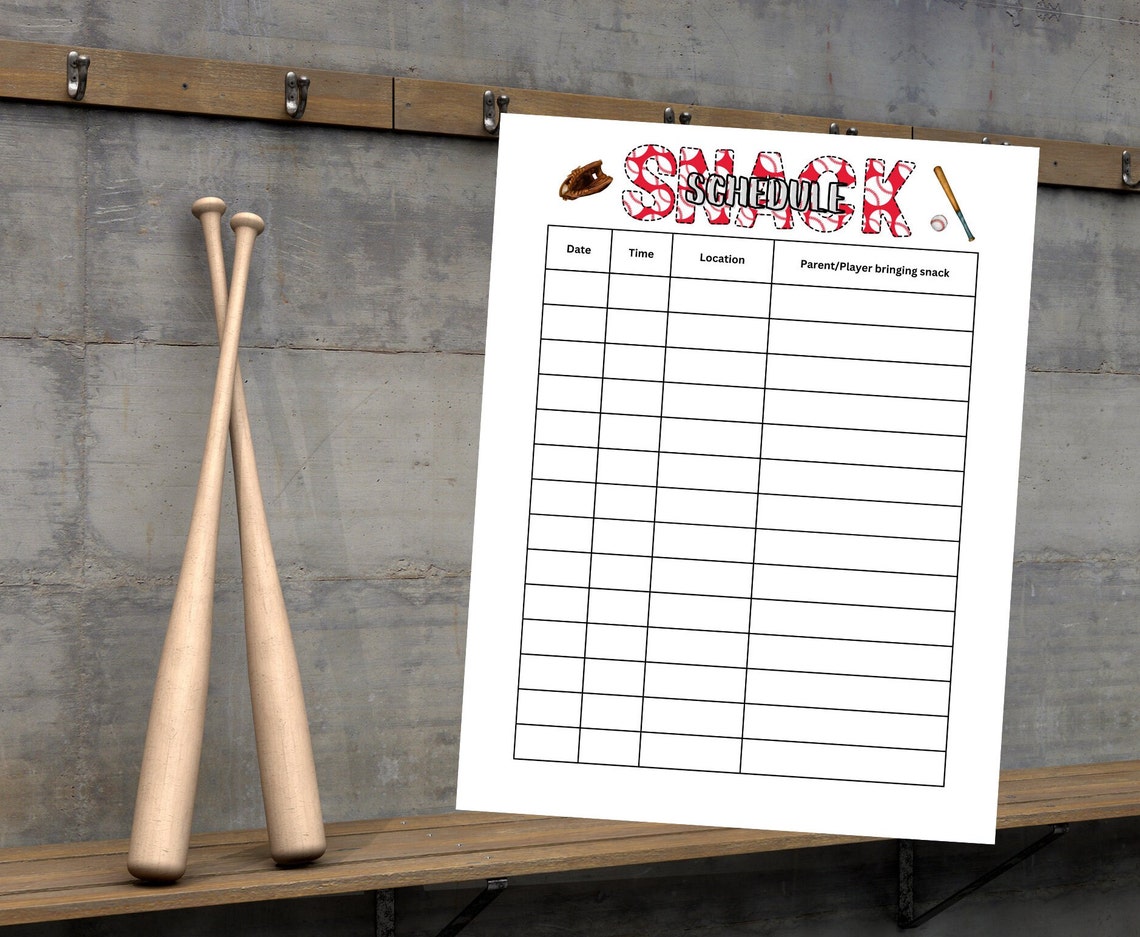 Editable Baseball Snack Sign up Sheet, Digital Download - Etsy