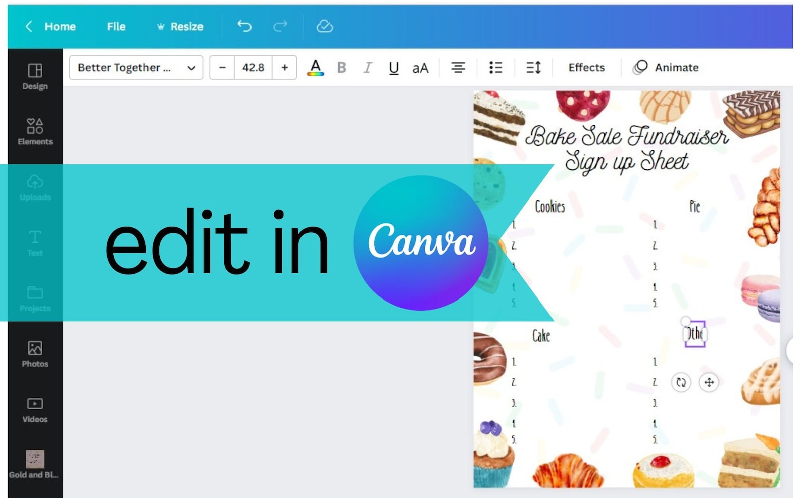 Editable Bake Sale Sign up Sheet, Digital Download - Etsy