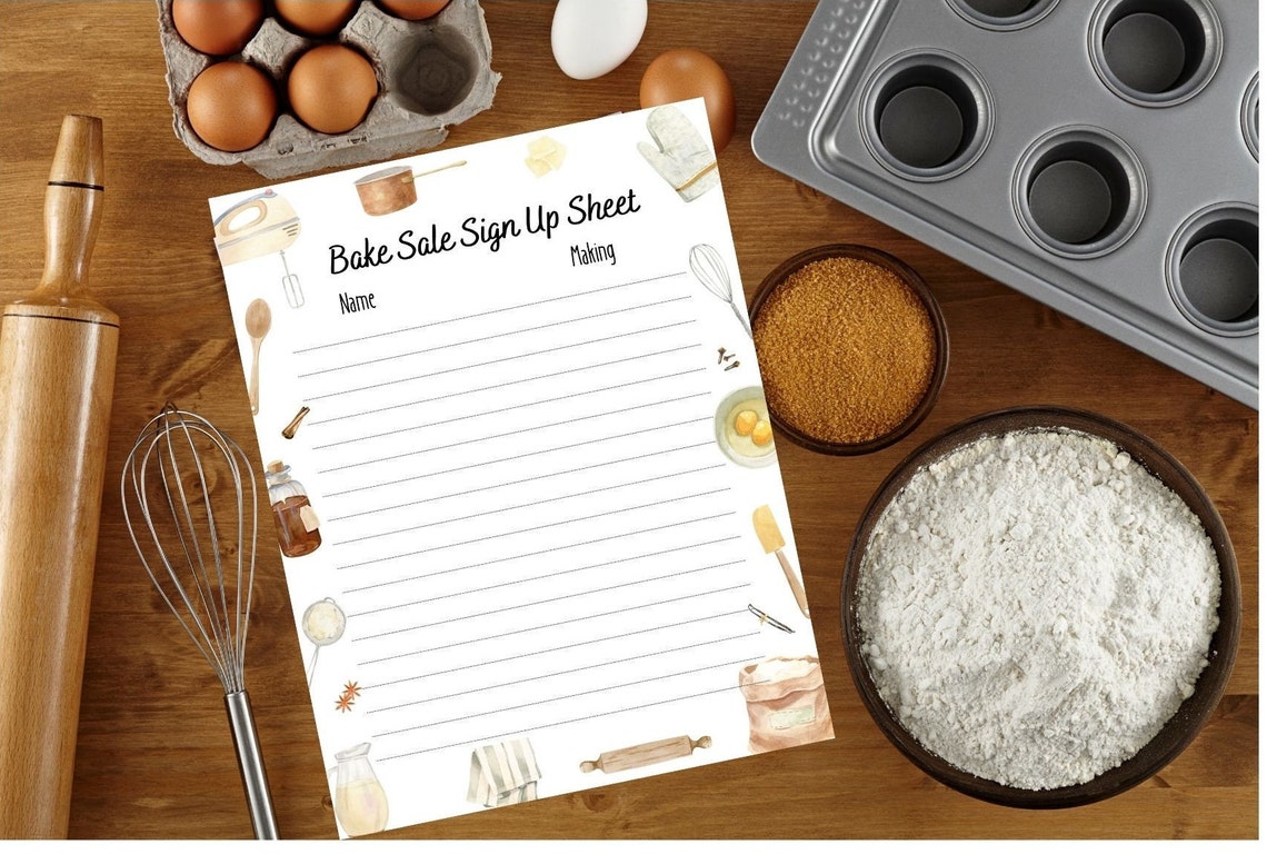 Editable Bake Sale Sign up Sheet - Etsy