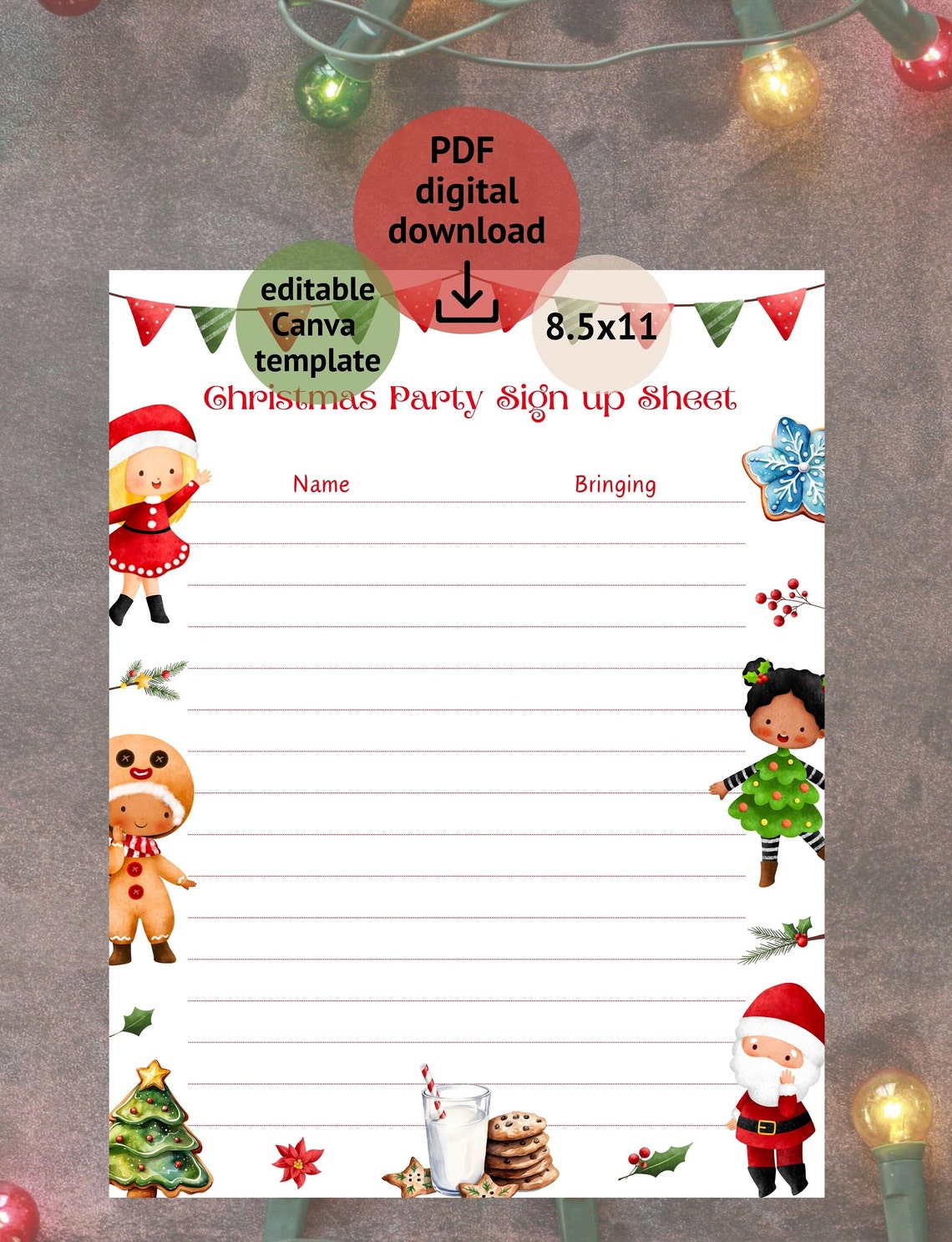 Editable Christmas Party Sign up Sheet - Etsy