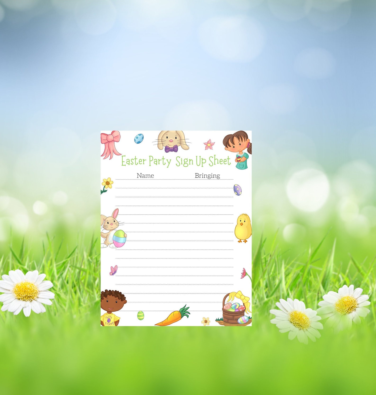 Editable Easter Party Sign up Sheet - Etsy