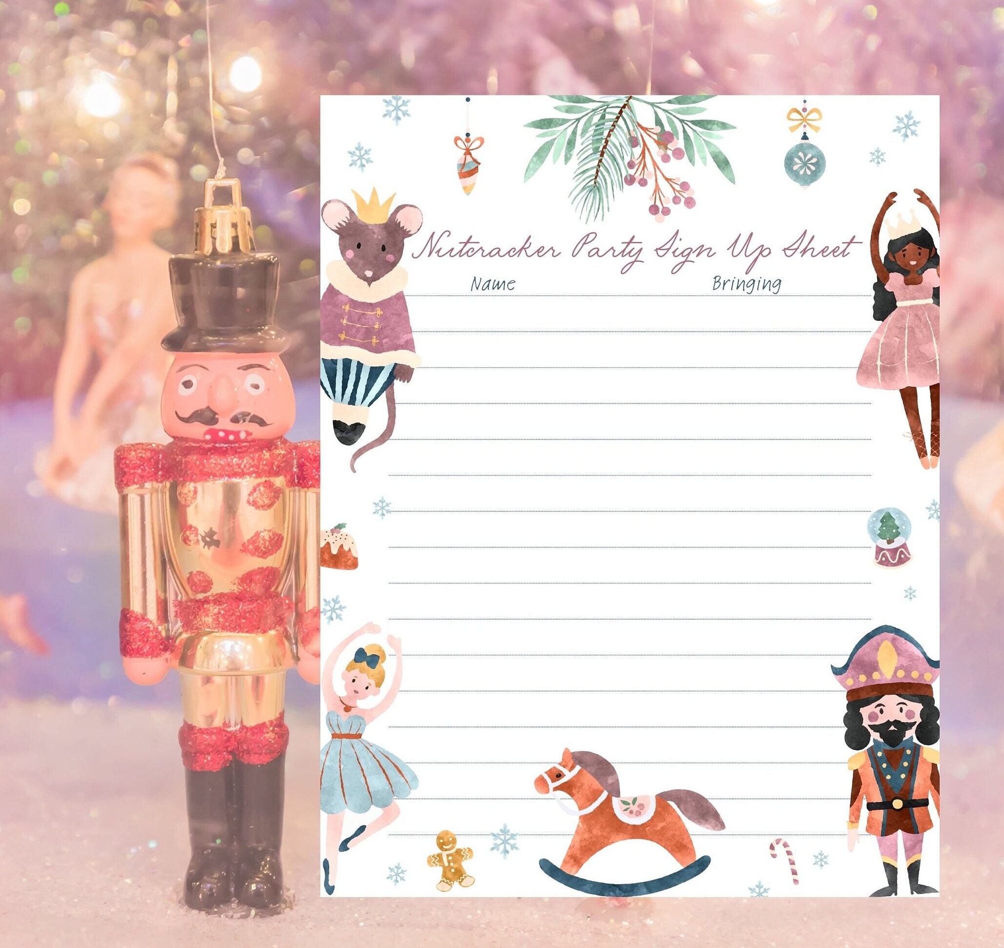 Editable Nutcracker Ballet Party Sign up Sheet - Etsy