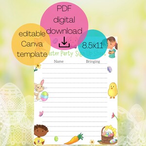 Editable Easter Party Sign up Sheet - Etsy
