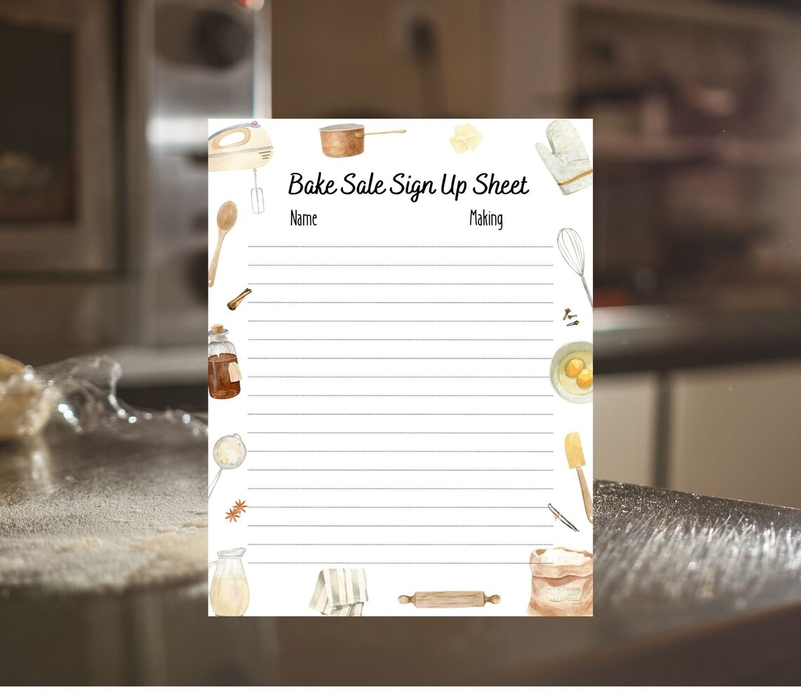 Editable Bake Sale Sign up Sheet - Etsy