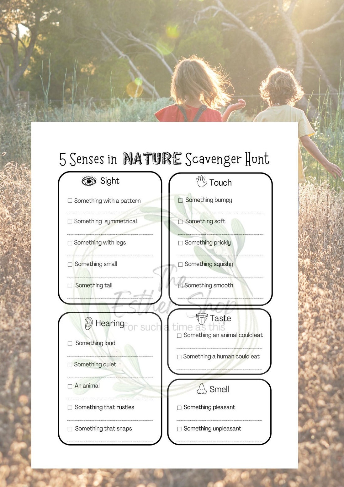 5 Senses in Nature Scavenger Hunt Digital Download - Etsy